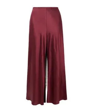 LESET Barb Draped Satin Wide-leg Pants - No