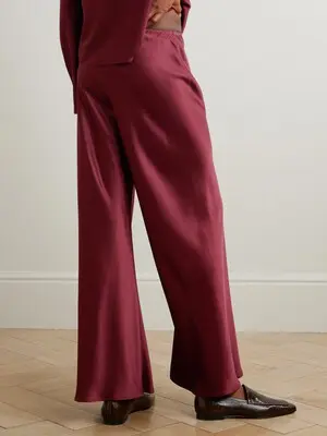 LESET Barb Draped Satin Wide-leg Pants - No