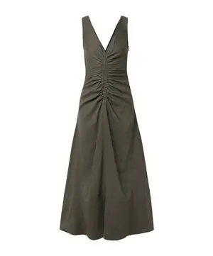 Proenza Schouler Remi Ruched Organic Linen-blend Twill Maxi Dress - No