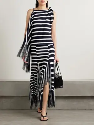 Proenza Schouler Yves Asymmetric Fringed Knitted Top
