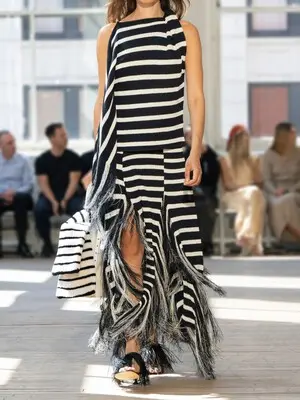 Proenza Schouler Yves Asymmetric Fringed Knitted Top - No