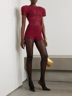 Magda Butrym Scalloped Crocheted Cotton Shorts