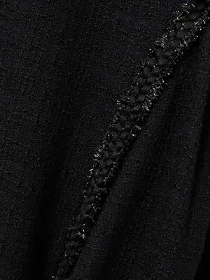 SELF-PORTRAIT Open-back Metallic-trimmed Bouclé-tweed Midi Dress