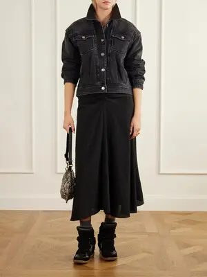 Isabel Marant Étoile Suede-trimmed Snake-effect Leather Wedge Sneakers