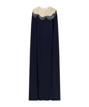 Oscar De La Renta Embellished Stretch-silk Georgette Gown - Black