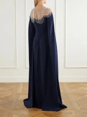 Oscar De La Renta Embellished Stretch-silk Georgette Gown