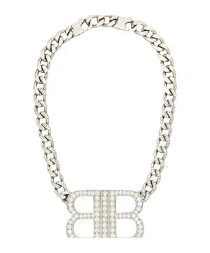 Balenciaga Crystal Pendant Necklace - Silver