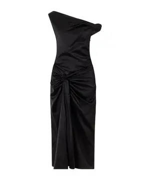 Dries Van Noten Draped Knot-detail Satin Midi Dress - Black