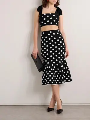 Carolina Herrera Cropped Polka-dot Jacquard-knit Tank - No