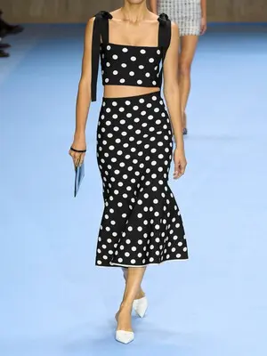 Carolina Herrera Cropped Polka-dot Jacquard-knit Tank - No