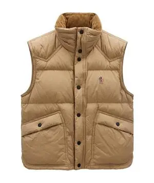 Moncler High-neck Button-up Gilet - Khaki