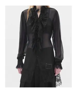 ANN DEMEULEMEESTER Barah Long Comfort Shirt With Lace Ruffles