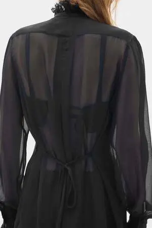 ANN DEMEULEMEESTER Barah Long Comfort Shirt With Lace Ruffles