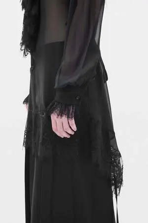 ANN DEMEULEMEESTER Barah Long Comfort Shirt With Lace Ruffles