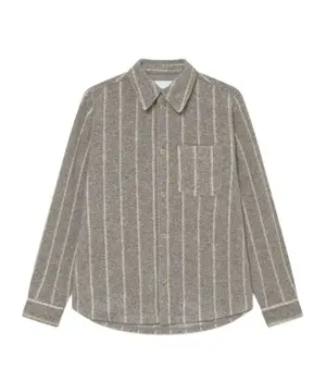 LES DEUX Striped Overshirt - Grey