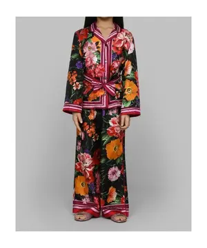 Dolce & Gabbana Floral-print Silk Trousers
