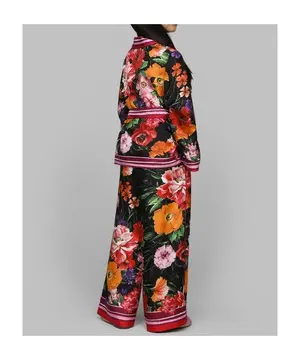 Dolce & Gabbana Floral-print Silk Trousers
