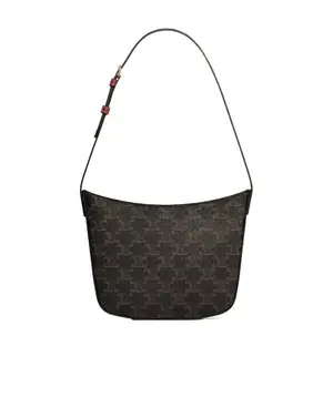 Celine Medium Croque Bag In Triomphe Canvas And Calfskin - Tan