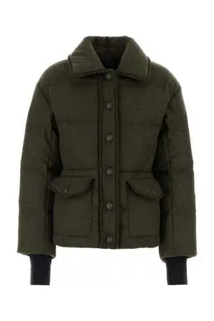 Moncler Khaki Wool Monteain Down Jacket - Green