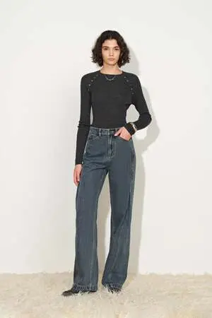 Fabrique Beatrix Knit Top In Machine Washable Fine Wool - Grey
