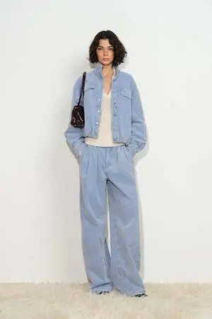Fabrique Honora Balloon Jacket In Cotton Corduroy - Blue