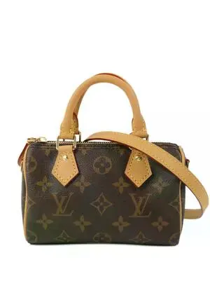 LOUIS VUITTON Monogram Nano Speedy Shoulder Bag - Brown