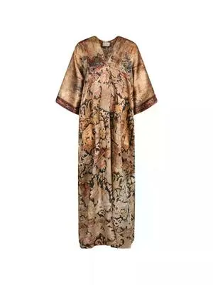 PIERRE-LOUIS MASCIA Tapestry-print V-neck Maxi Dress