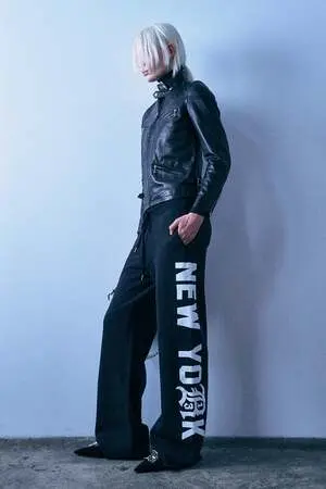 R13 New York 13 Wide Leg Sweatpant - Black