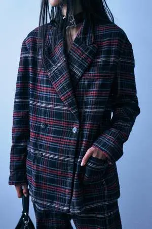 R13 Double Breasted Peak Lapel Ragged Blazer With Piping