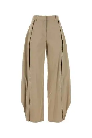 Loewe Beige Cotton Blend Wide-leg Pant - Brown