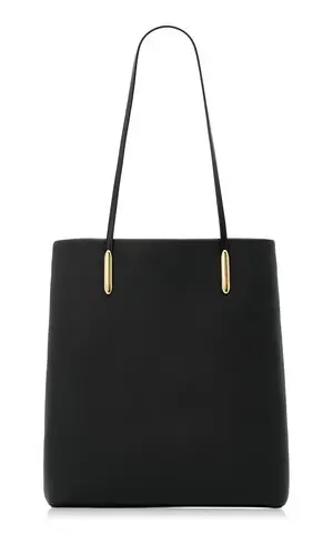 Savette Tall Arch Shopper In Milled Calf Leather - Black