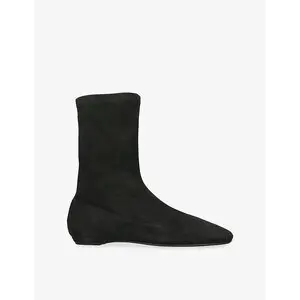THE ROW Cindy Stretch-suede Ankle Boots - Black