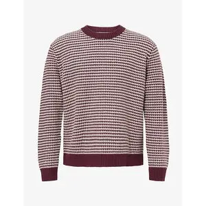 Nn07 Russell Stripe Crew Neck Wool-blend Knit Jumper - Winetasting