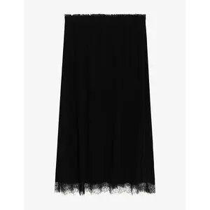 Zadig&Voltaire Jarvis Lace-hem Woven Midi Skirt - Black