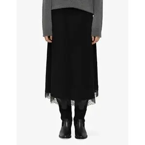 Zadig&Voltaire Jarvis Lace-hem Woven Midi Skirt