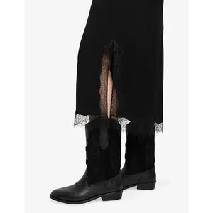 Zadig&Voltaire Jarvis Lace-hem Woven Midi Skirt