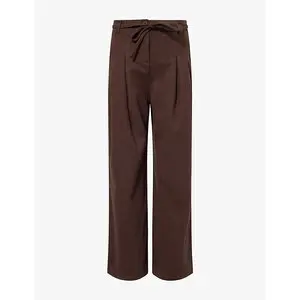 4TH & RECKLESS Luca Herringbone Wide-leg Woven Trousers - Chocolate