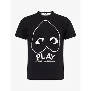 Play Comme Des Garcon Upside Down Heart Print Cotton-jersey T-shirt
