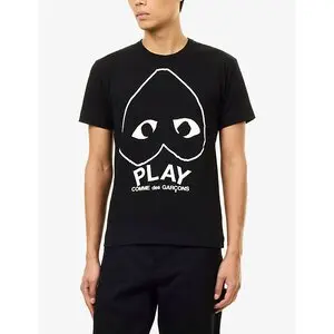 Play Comme Des Garcon Upside Down Heart Print Cotton-jersey T-shirt