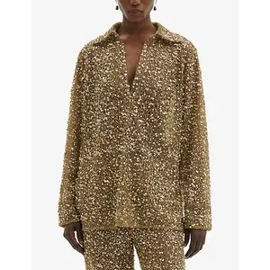 MALINA Philippa Sequin-embellished Lace Woven Shirt