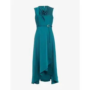 PHASE EIGHT Sabrianna Cowl-neck Satin Midi Dress - Teal