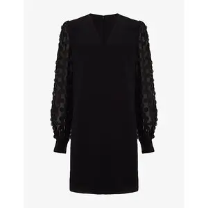 PHASE EIGHT Laura Textured-sleeve Woven Mini Dress - Black