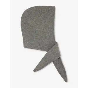 FWSS Tie Up Knitted Merino-wool Hood - Mid Grey