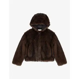 Maje Hooded Relaxed-fit Faux-fur Jacket - Brown