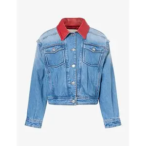 Isabel Marant Étoile Devyn Leather-collar Denim Jacket - Blue