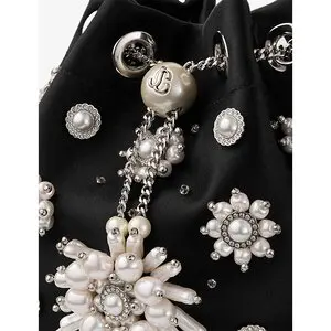 JIMMY CHOO Bon Bon Pearl-embellished Satin Top-handle Bag