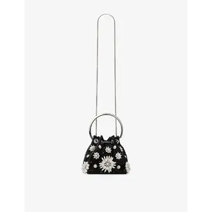 JIMMY CHOO Bon Bon Pearl-embellished Satin Top-handle Bag