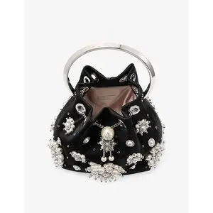 JIMMY CHOO Bon Bon Pearl-embellished Satin Top-handle Bag