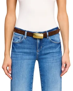 L'Agence Machado Suede Ribbed Domed Belt