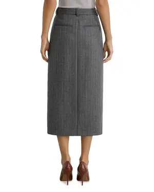 REISS Astrid Wool Belted Pencil Skirt